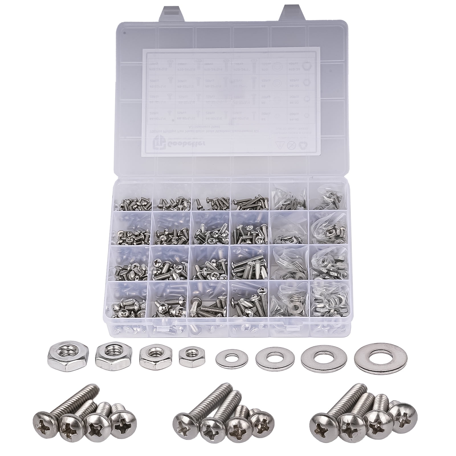 Goobetter 700 Pcs Nuts and Bolts Kit, #4-40 #6-32 #8-32 #10-24 Machine Screws Nuts Assortment ...
