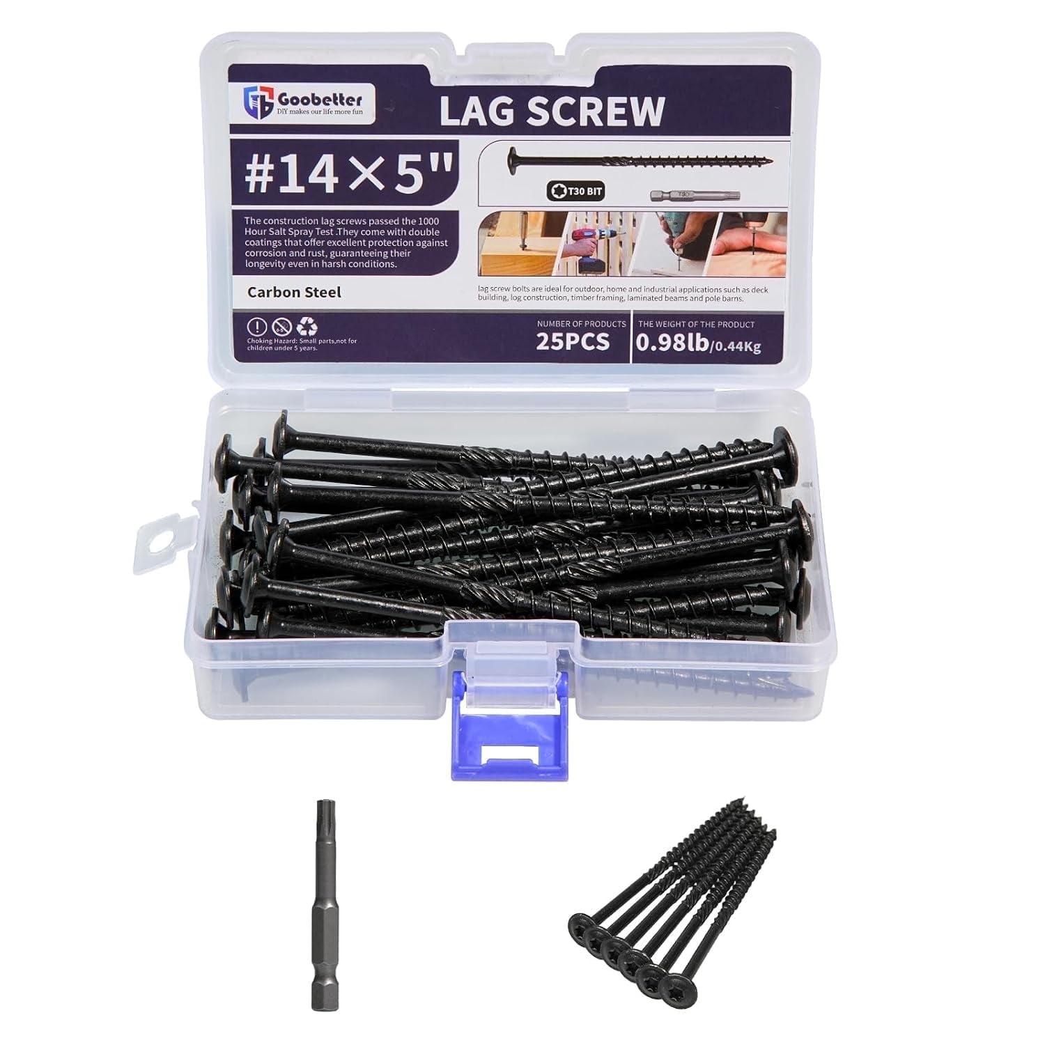 Goobetter Black Phillips Flat Head 5 Inch Wood Screws with Washers #14* ...
