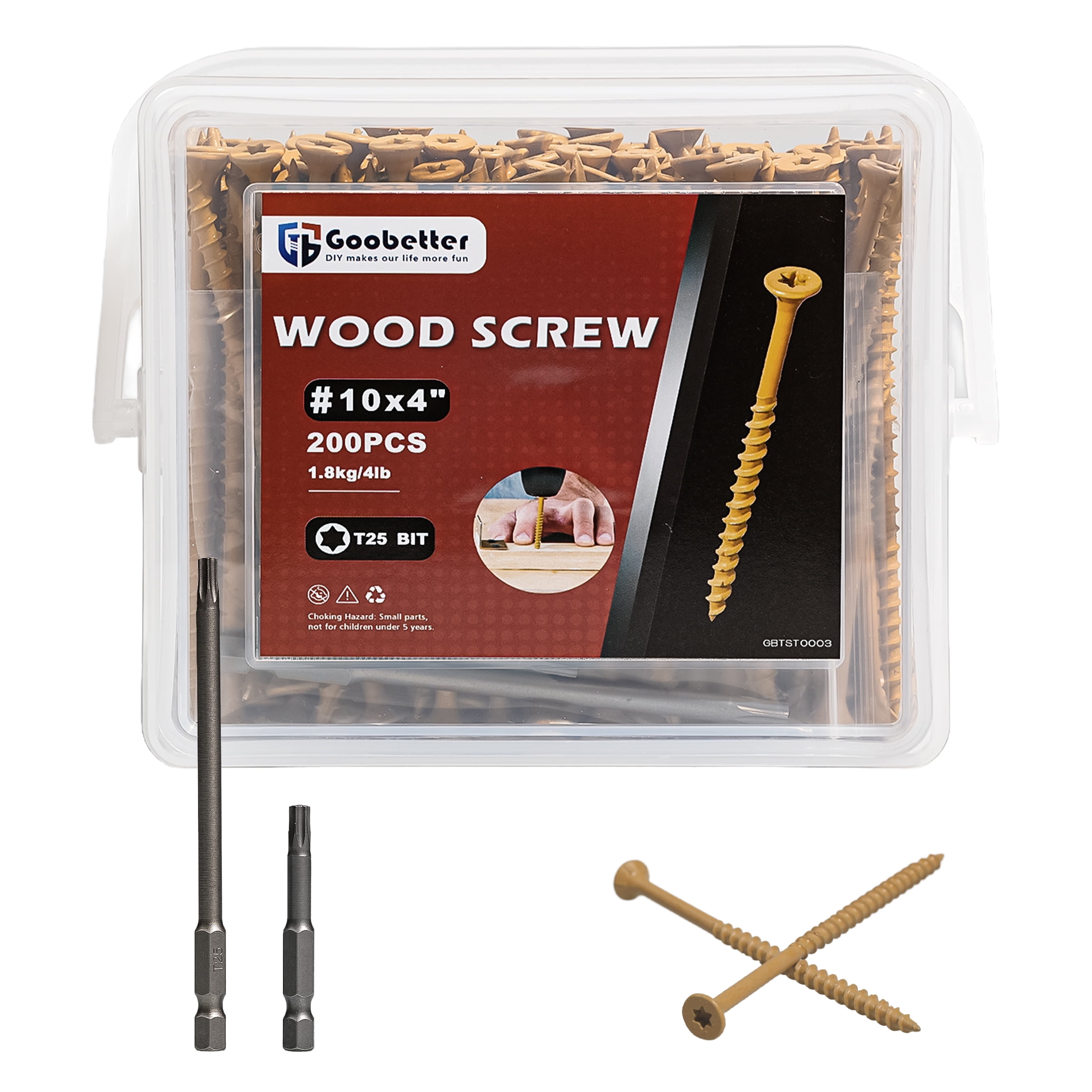 Goobetter Wood Screws, #10 x 4", Premium Outside long screws for wood ...
