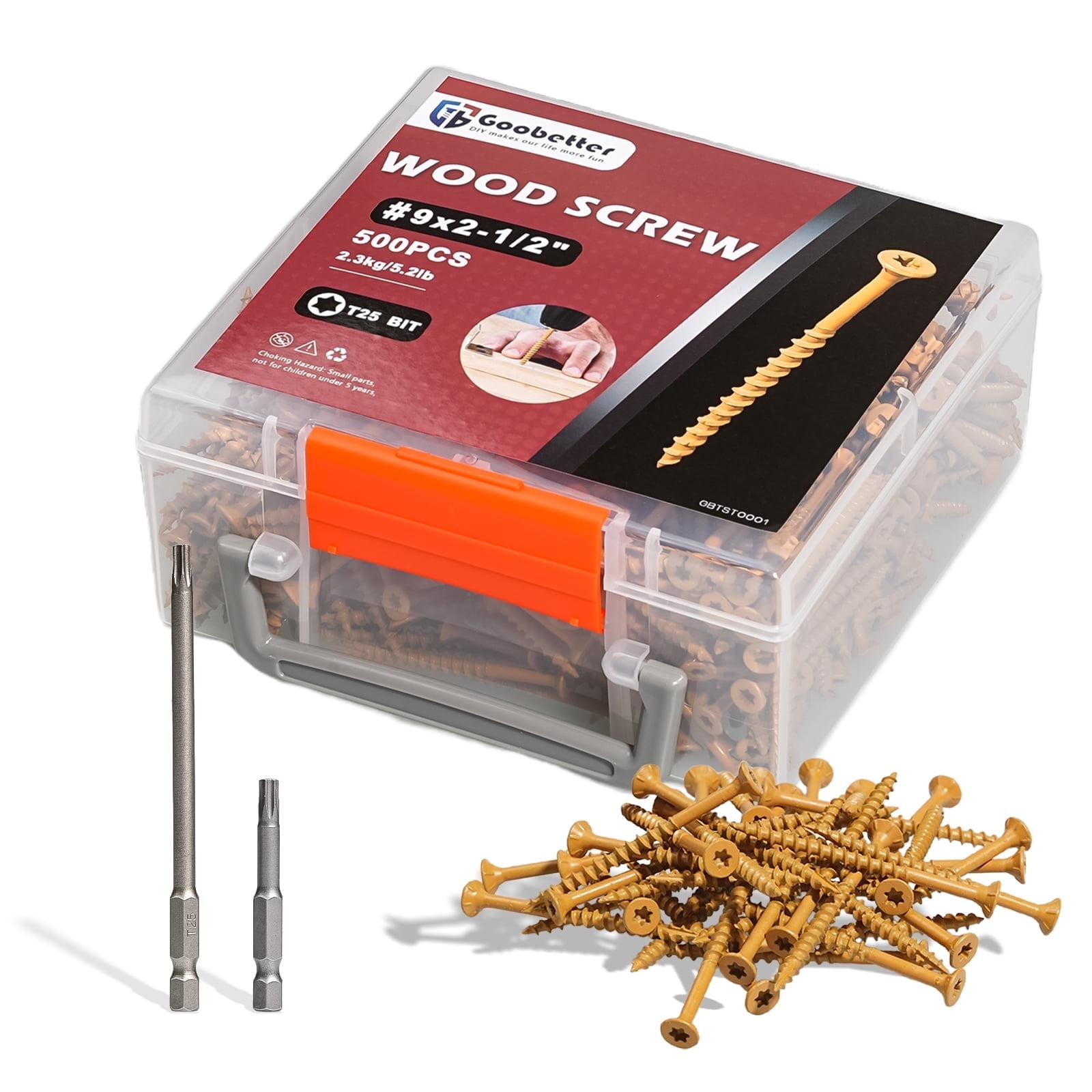 Goobetter Deck Screws #9 x 2-1/2", 500 Pcs Wood Screws 2 Inch, Torx ...