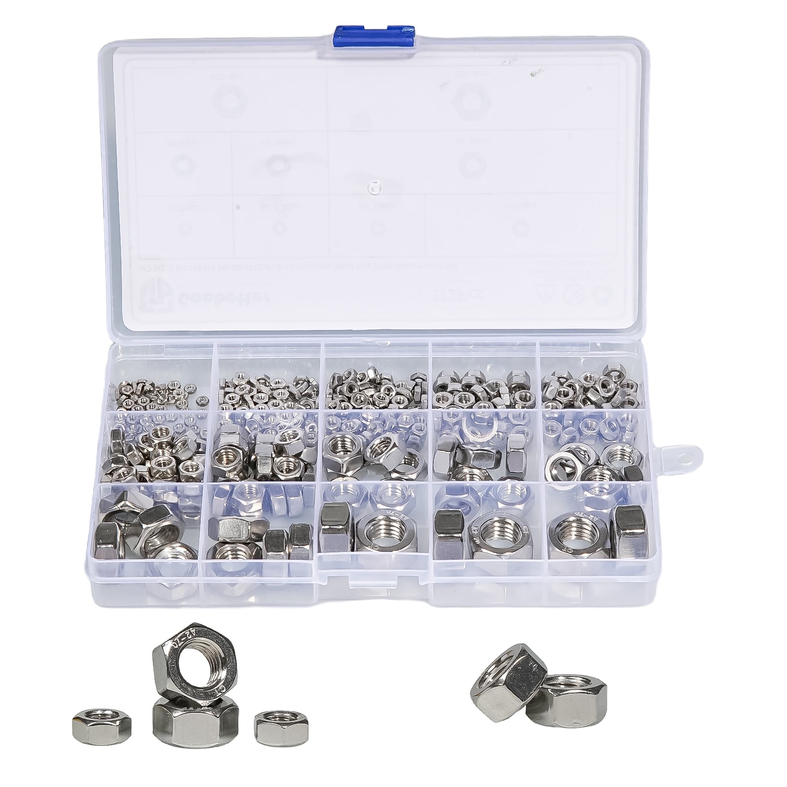 Goobetter Hardware Nuts,372 Pcs Hex Nuts Sets, Metric Nut Assortment Set, 304 Stainless Steel A2 ...