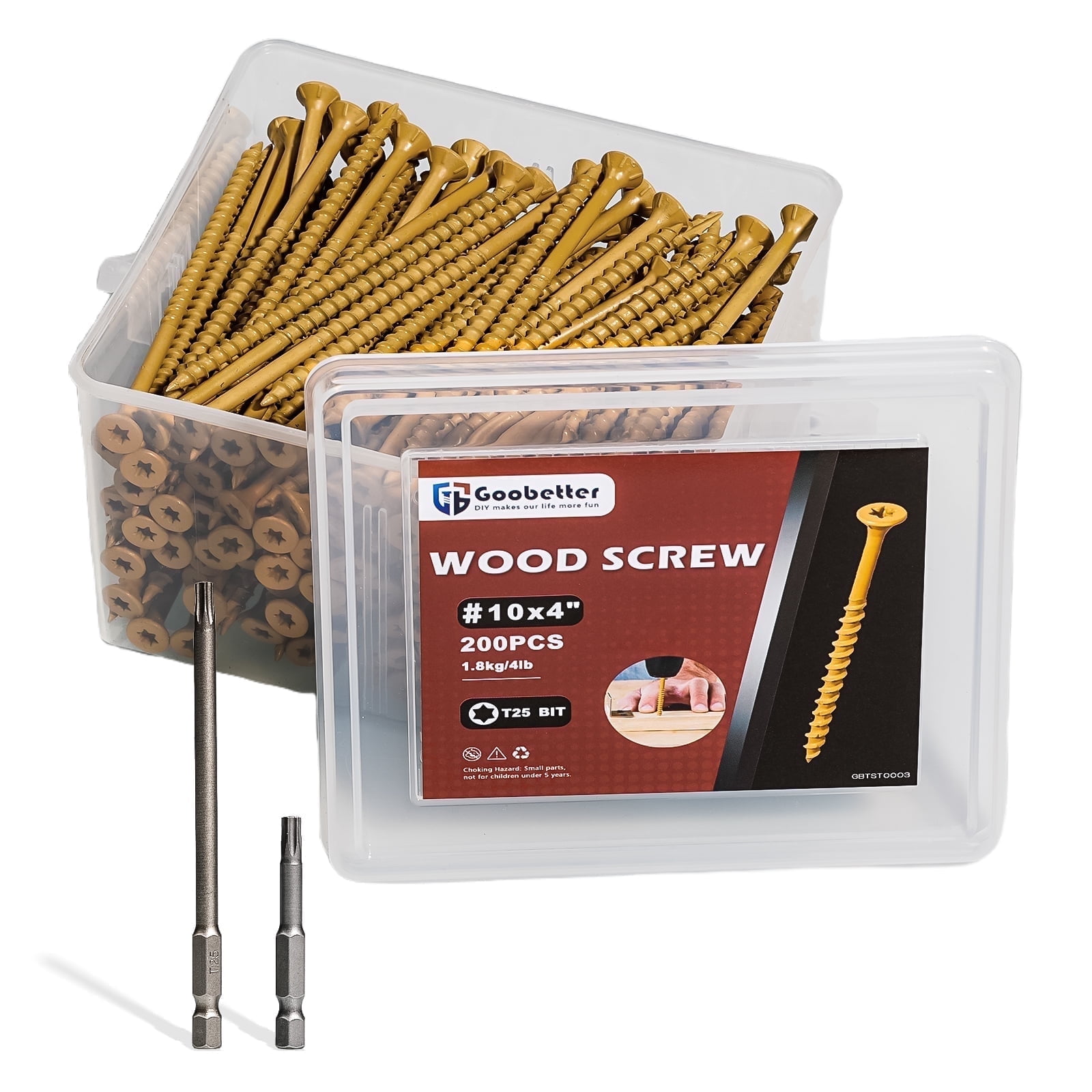 Goobetter Wood Screws, #10 x 4", Premium Outside Deck Screws, Includes ...