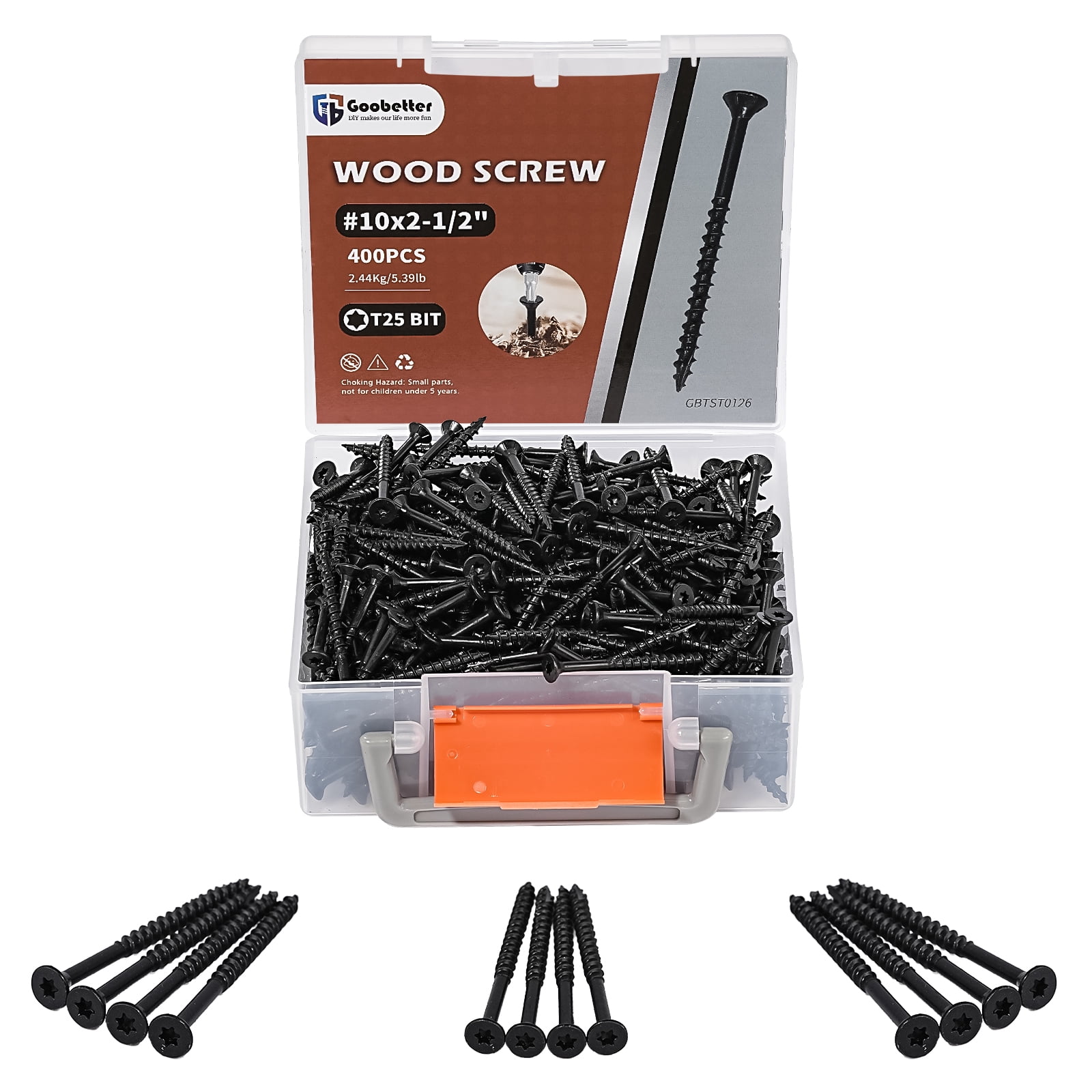Goobetter Wood Screws #10x2-1/2", 400 Pcs Construction Fence Screws ...