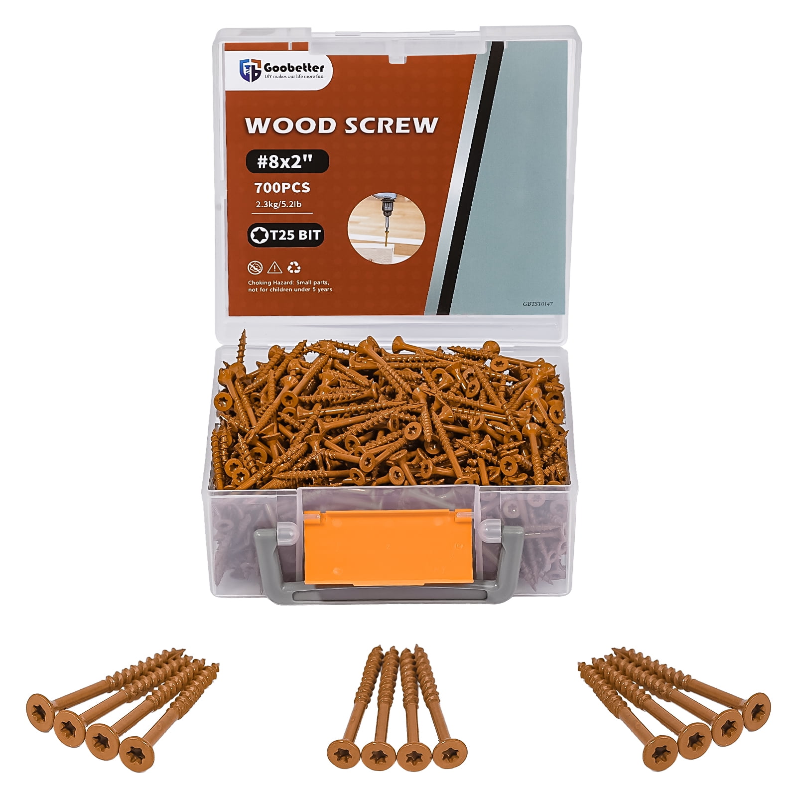 Goobetter Wood Screws 2 Inch, Deck Screws #8x2", Torx Screws ...
