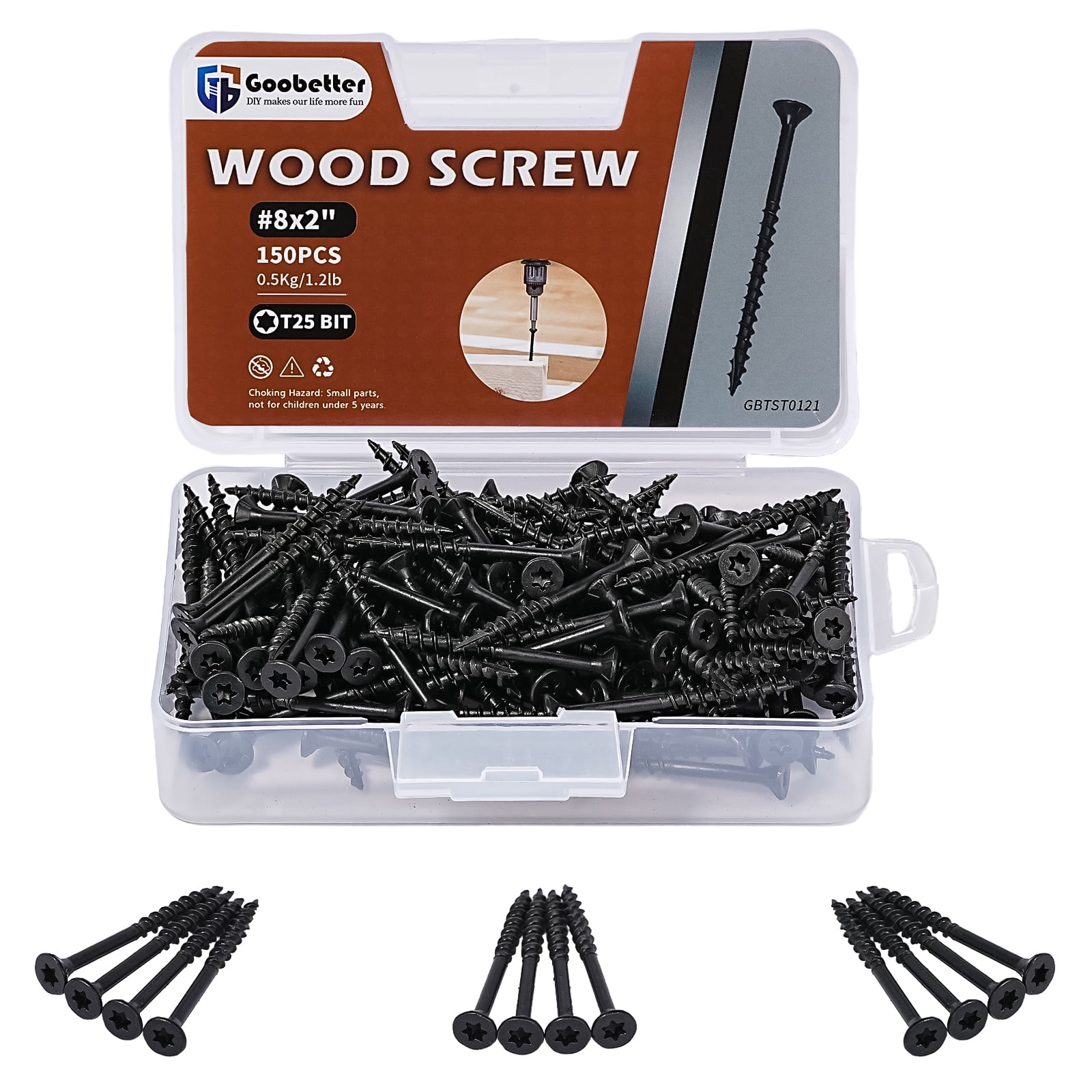 Goobetter Wood Screws #8x2", 150 Pcs Construction Fence Screws ...