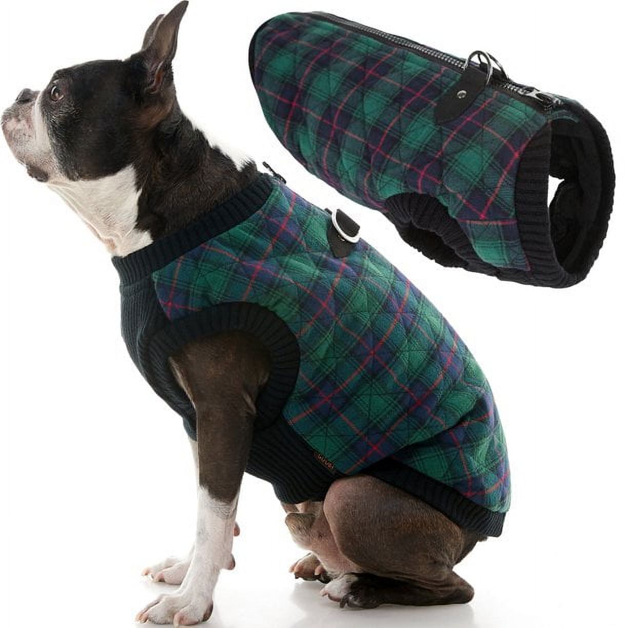 Gooby Fashion Vest - Green Check, X-Small - Small Dog Sweater Bomber ...
