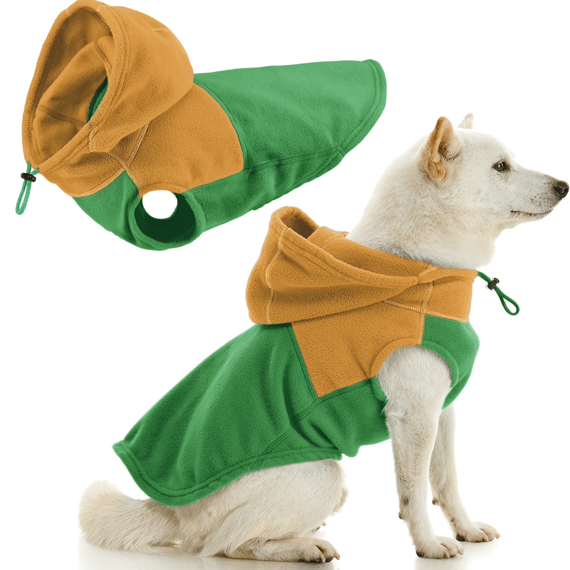 Gooby Fleece Vest Hoodie Two Tone - Green, Large - Soft Fleece Vest ...
