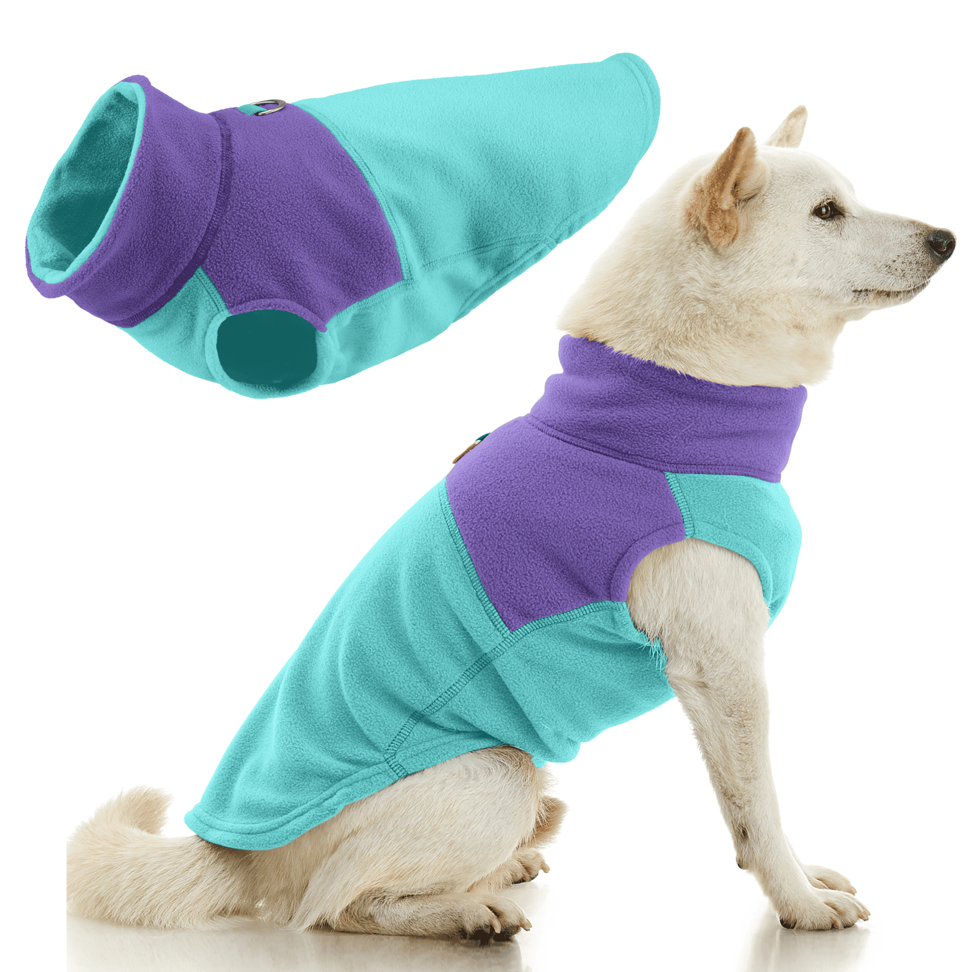 Gooby Fleece Vest Two Tone - Turquoise, Small - Soft Fleece Vest with ...