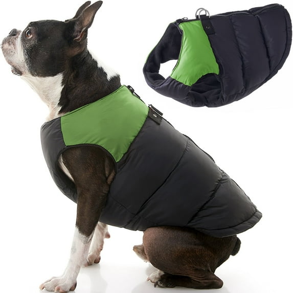 Gooby Padded Vest Dog Jacket - Green, Small - Warm Zip Up Dog Vest ...