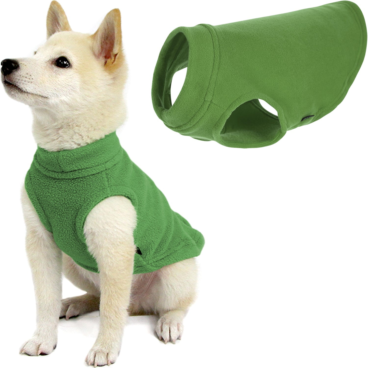Gooby Stretch Fleece Vest - Grass Green, Small - Warm Pullover ...