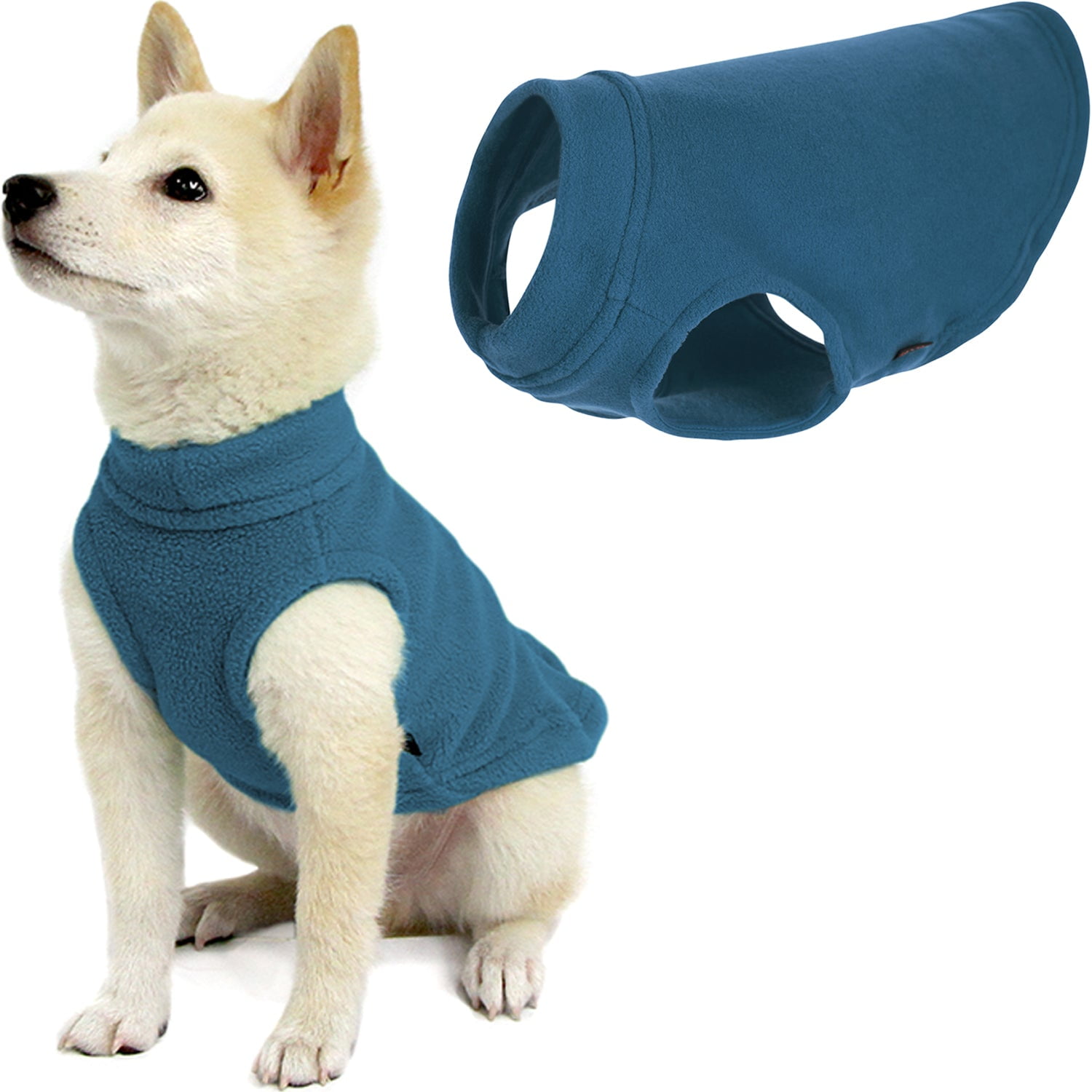 Gooby Stretch Fleece Vest - Steel Blue, X-Small - Warm Pullover ...