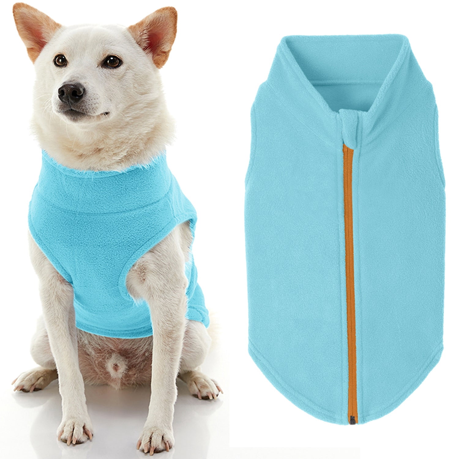 Gooby Zip Up Fleece Dog Sweater - Turquoise, 2X-Large - Warm Pullover ...