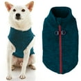 Gooby Zip Up Fleece Dog Sweater - Turquoise Wash, Large - Warm Pullover ...