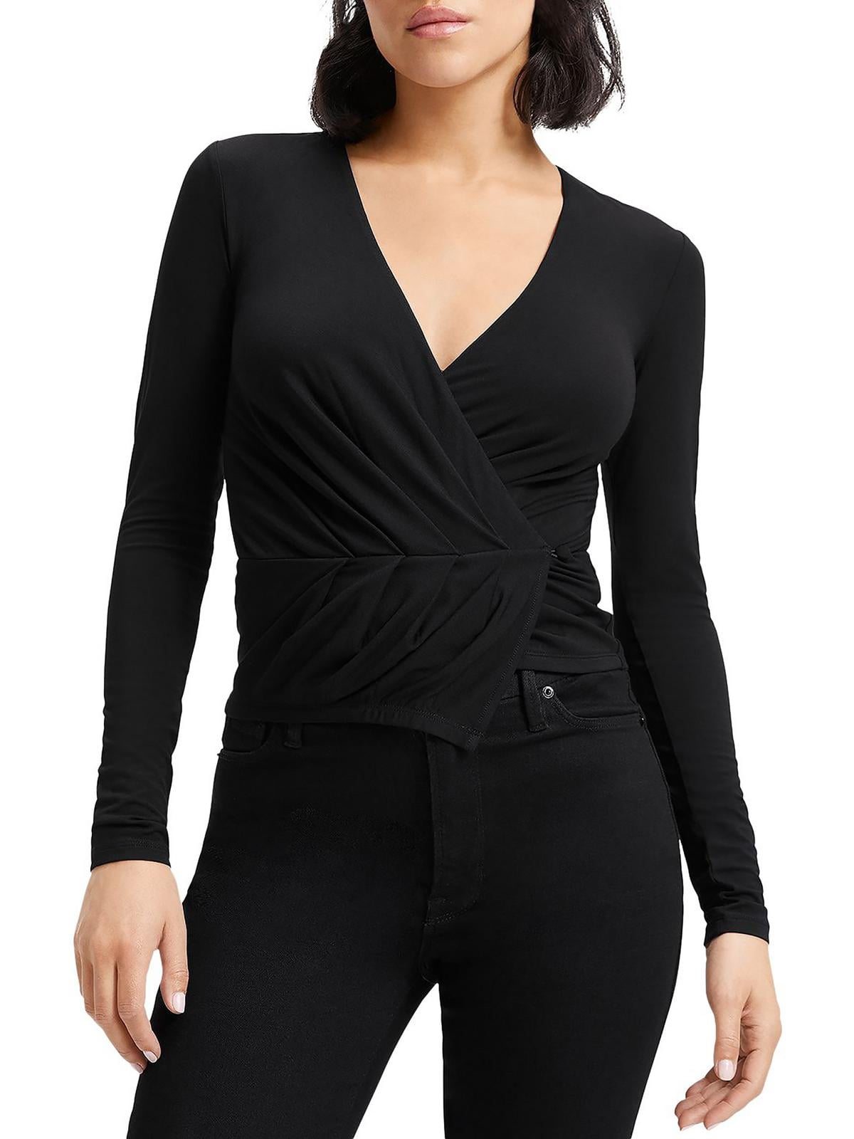 Good American Womens Good Touch V-Neck Stretch Wrap Top - Walmart.com