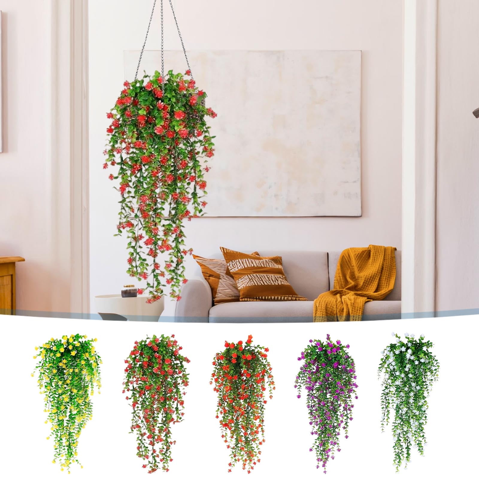 Good Balance, Artificial Flower Vines, 4pc Hanging Flowers, Plastic ...