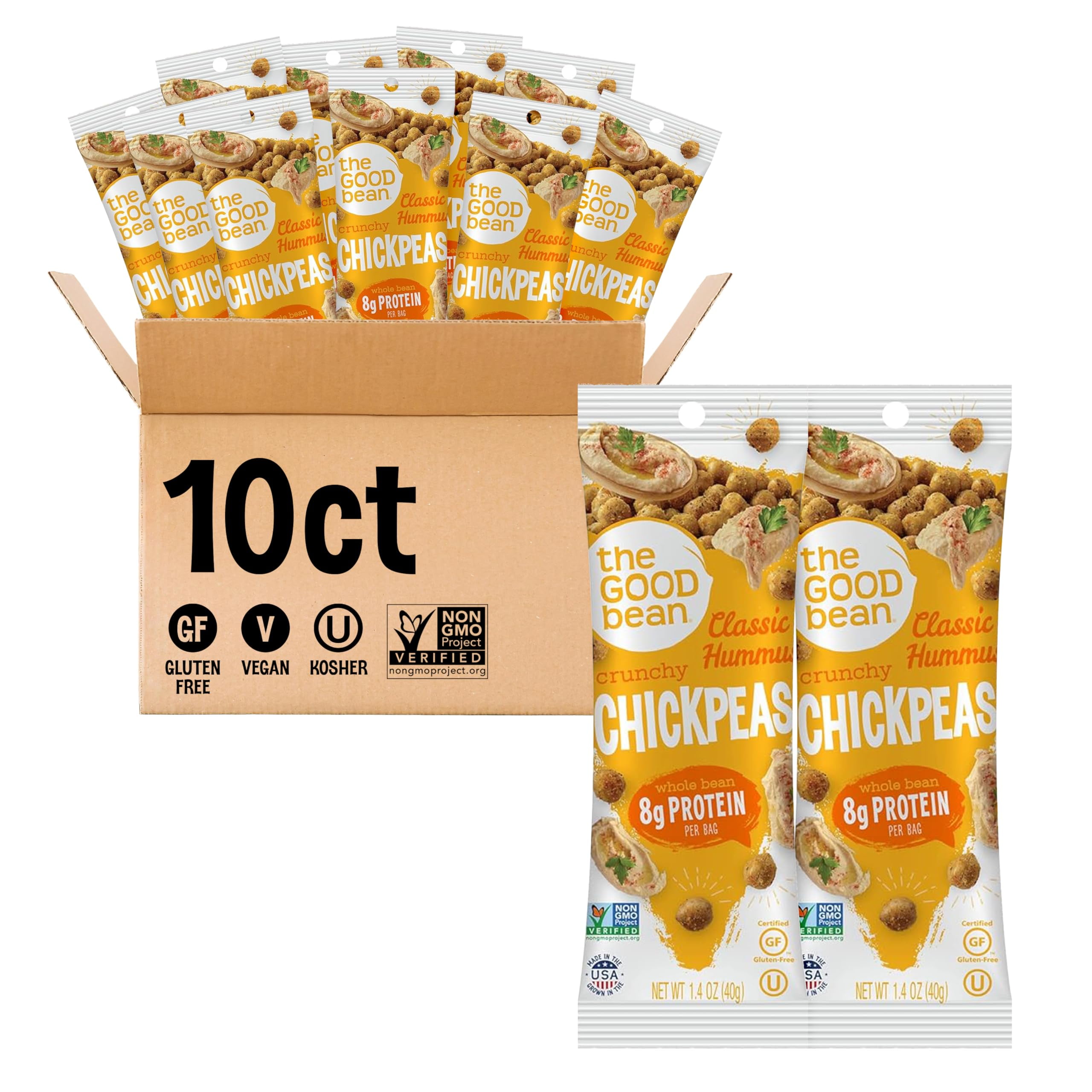 The Good Bean Crunchy KEF28 Chickpeas - Classic Hummus - (10 Pack) 1.4 ...