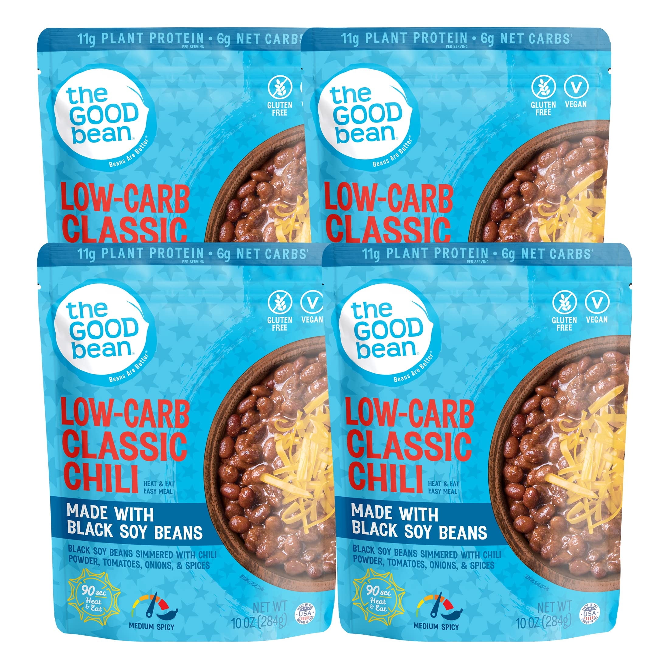 The Good Bean Heat and Eat SMRPouch - Low-Carb Classic Chili - (4 Pack ...