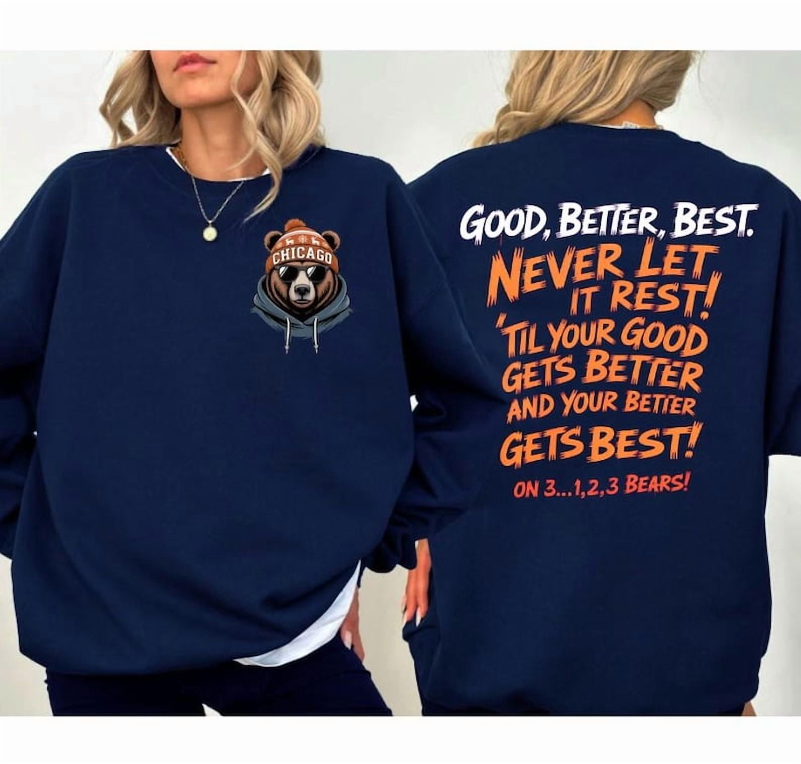 Good Better Best 2 Side Sweatshirt, Chicago Football Christmas Retro ...
