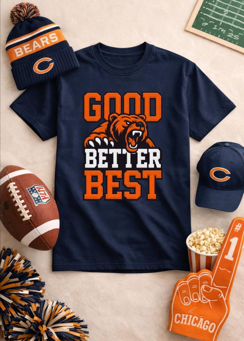 Good Better Best Bear Graphic Shirt, Football Game Day Tee, Navy Blue ...
