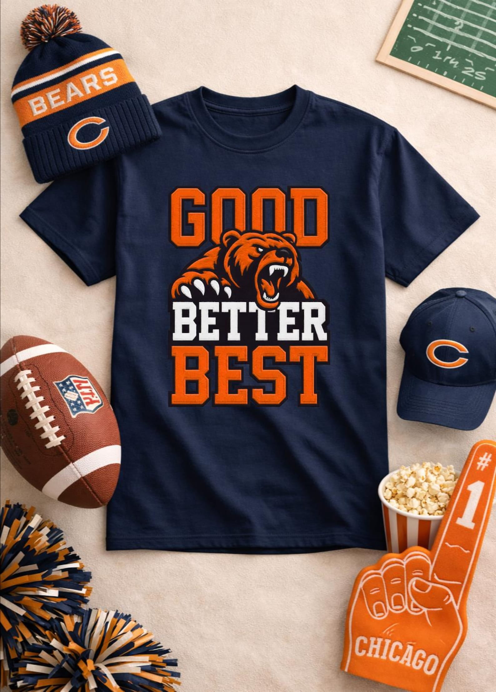 Good Better Best Bear T-Shirt, Chicago Football Fan T Shirt, Navy Blue ...