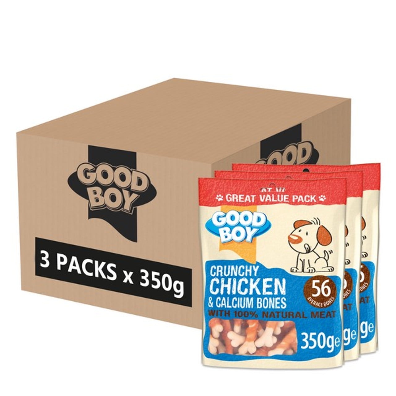 Good Boy Pawsley & Co Crunchy Chicken & Calcium Bones 350g Case of 3 ...