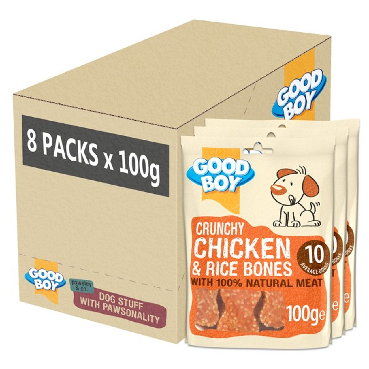 Good Boy Pawsley & Co Crunchy Chicken with Rice Bones 100g Case of 8 ...