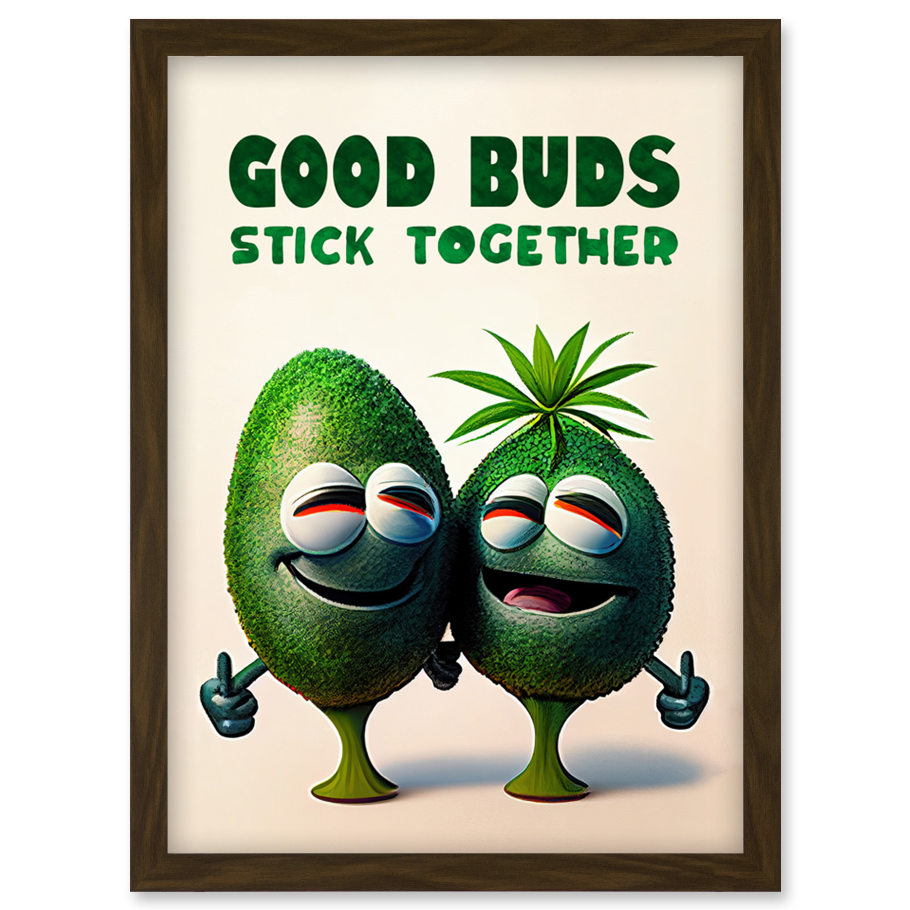 Good Buds Stick Together Funny Cartoon Weed Poster Weird Decor Artwork ...