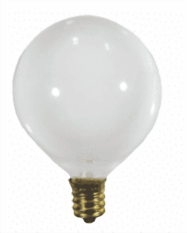 Good Bulb 25W G16.5 White Globe Bulb E12 Candelabra Base 130V 1500 Hr ...