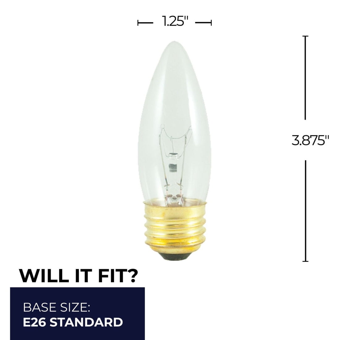 Good Bulb 40W B10 Torpedo Clear E26 Medium Base Incandescent Bulb 2700K ...
