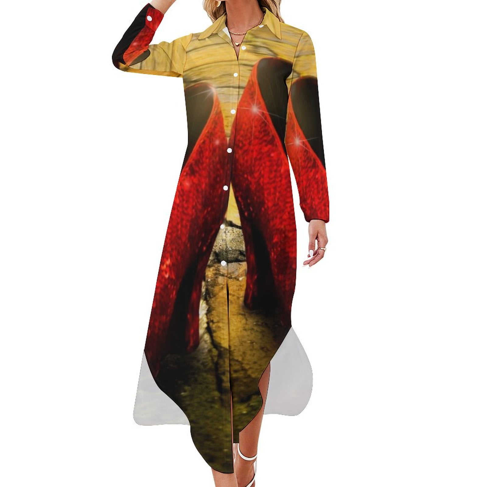 Good Bye Yellow Brick Road Long Sleeved Shirt Dress Beachwear Women's ...