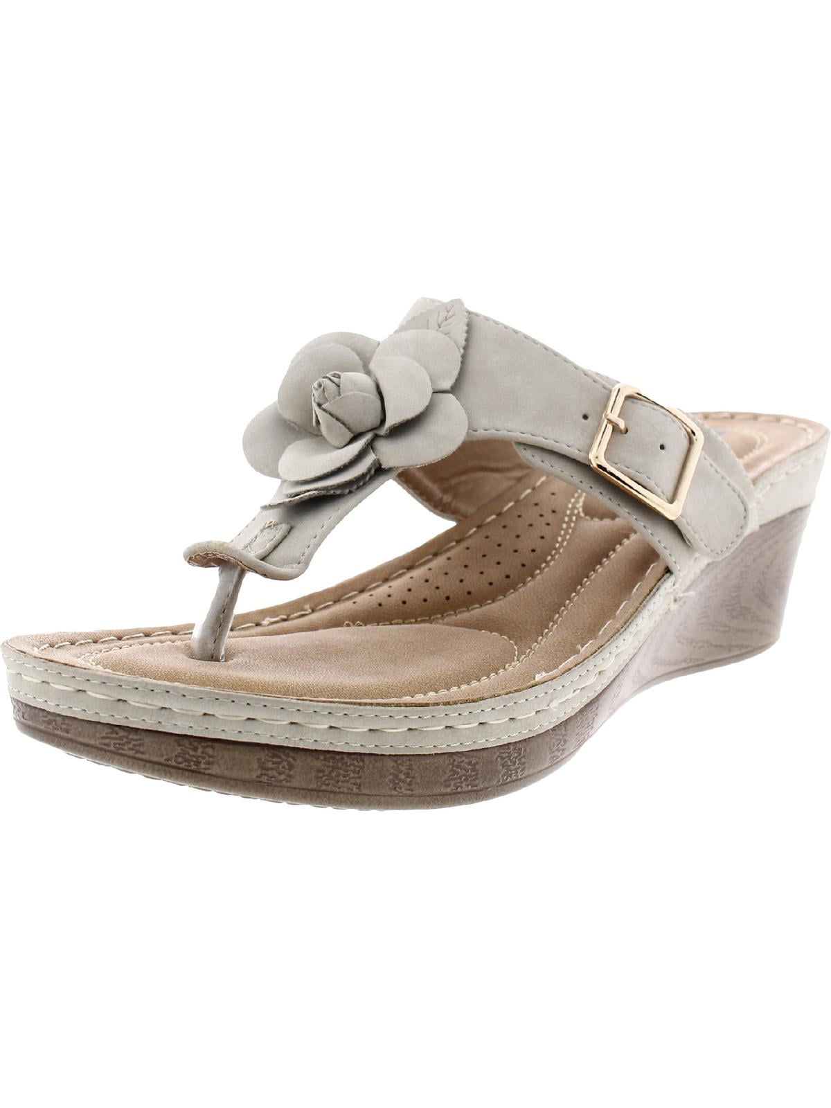 Good Choice Womens Flora Faux Leather Thong Wedge Sandals - Walmart.com