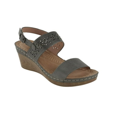 Good Choice Womens Flora Faux Leather Thong Wedge Sandals - Walmart.com
