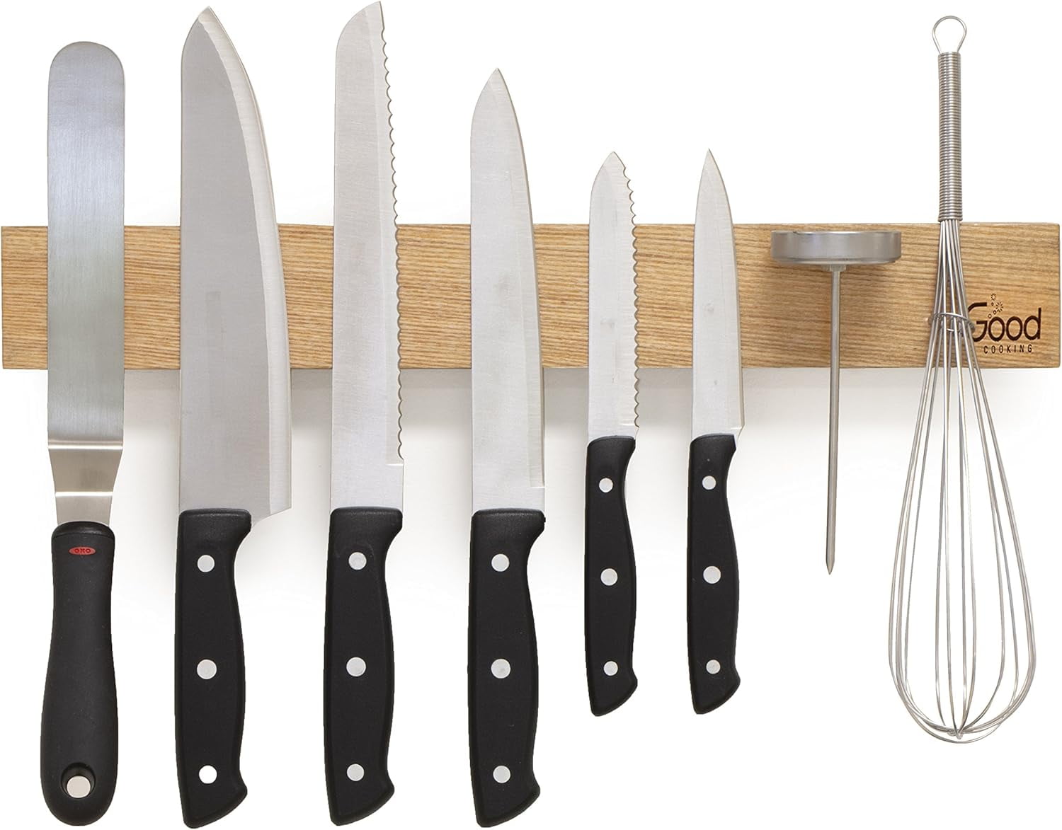 "Good Cooking 18"" XL Powerful Wooden Magnetic Kitchen Knife Strip/Rack ...