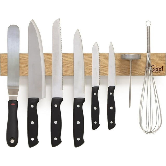"Good Cooking 18"" XL Powerful Wooden Magnetic Kitchen Knife Strip/Rack ...