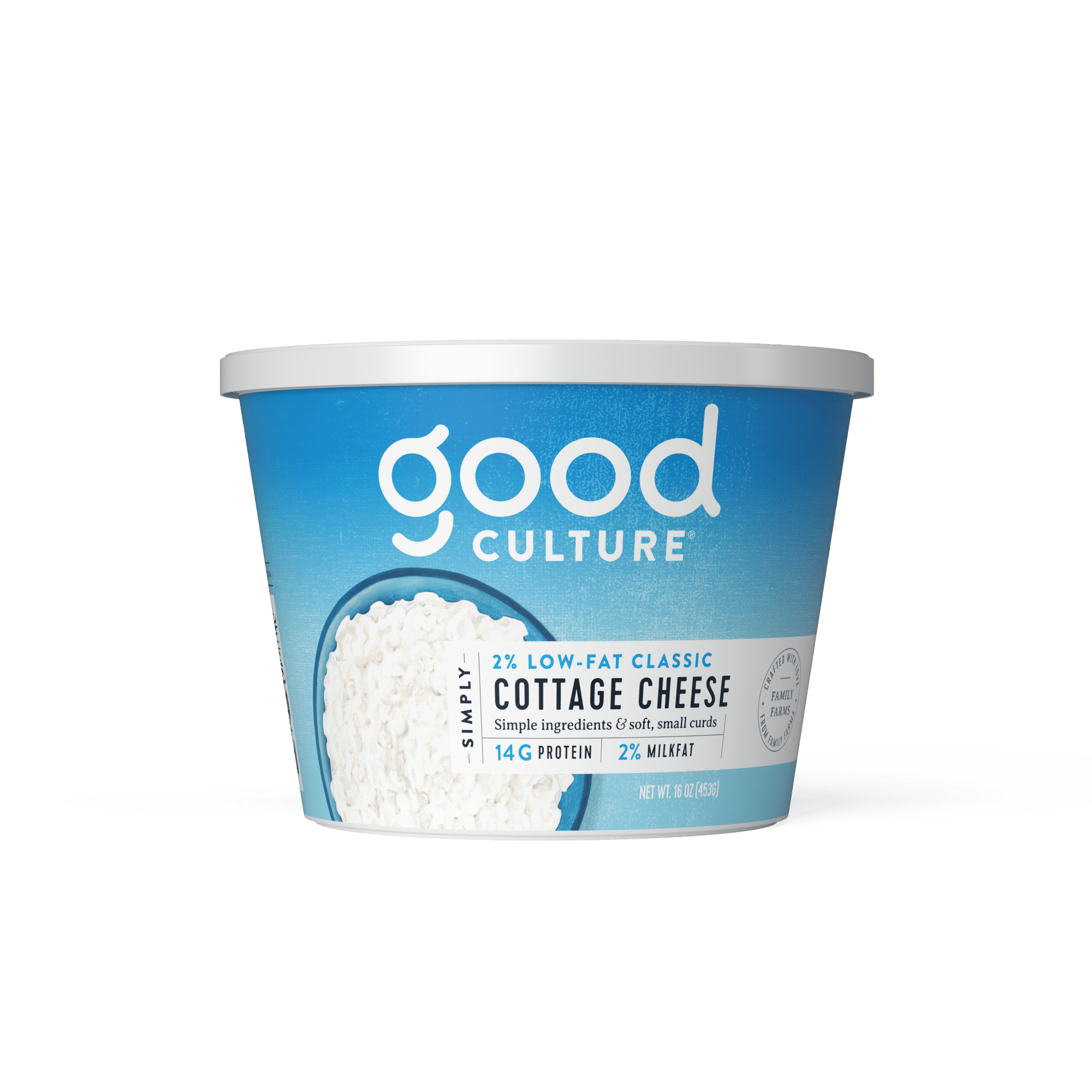 Good Culture Classic Simply Cottage Cheese Tub, 2% Milk Fat, 14 g ...