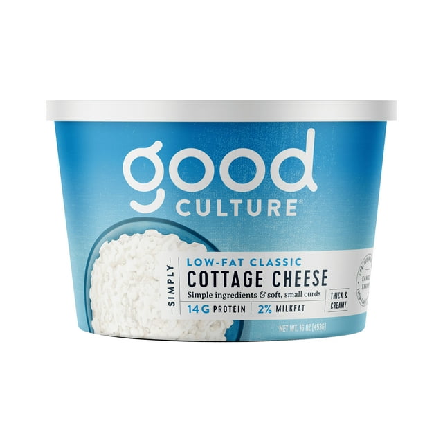 Good Culture Classic Simply Cottage Cheese Tub, 2% Milk Fat, 14 g ...