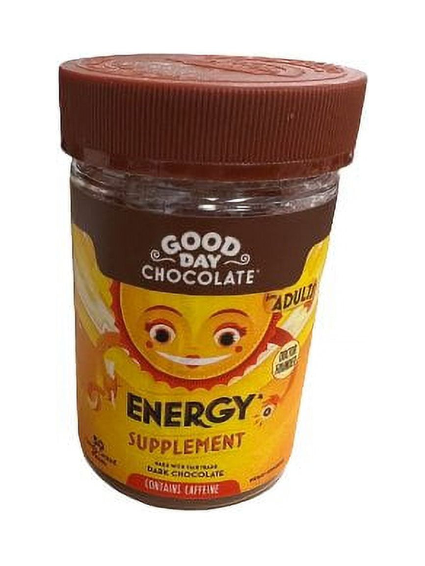 Good Day Chocolate Energy Supplement, Caffeine Dark Chocolate, 50 ...