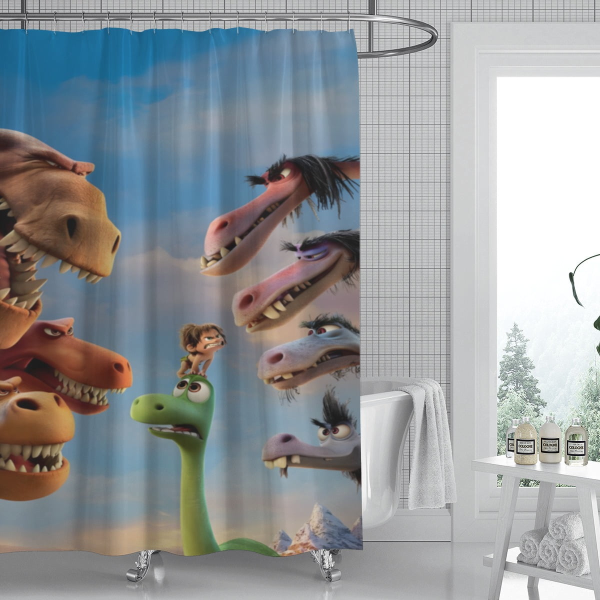 The Good Dinosaur shower curtain offers a timeless design, waterproof ...