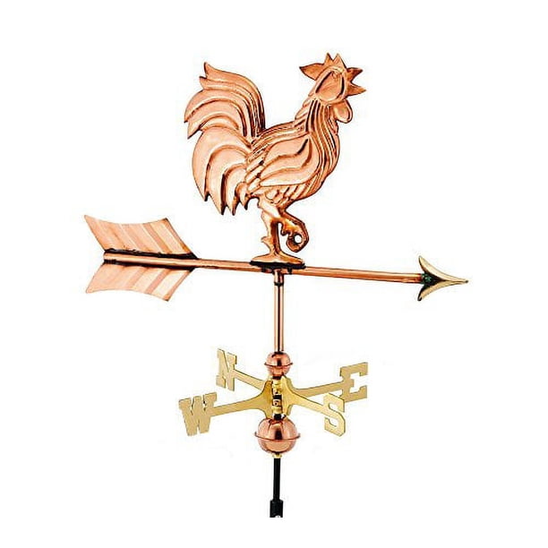 Good Directions Polished Copper Rooster Weathervane Garden Pole ...