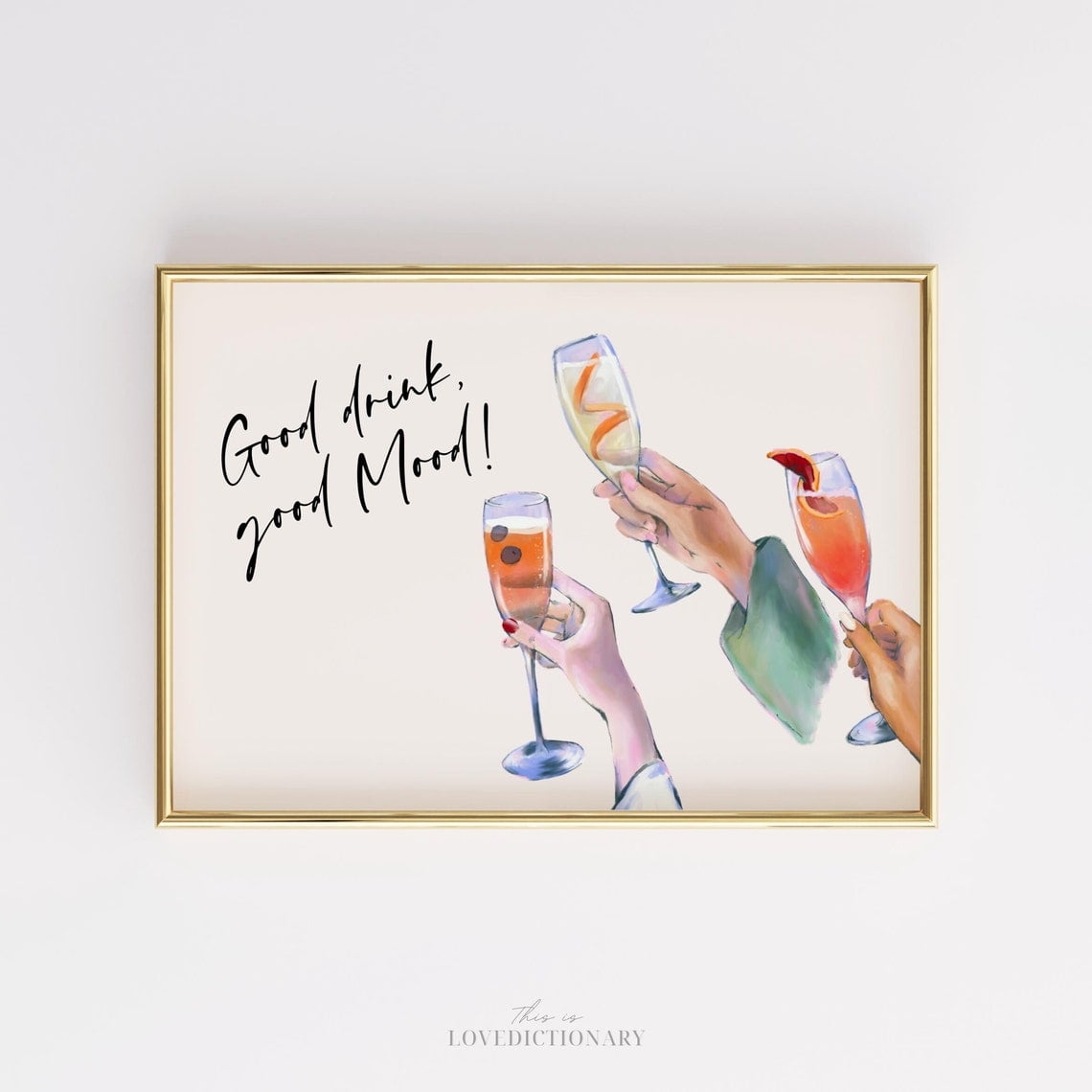 Good Drink Good Mood Art, Handwritten Cocktail Wall Art, Modern Party ...