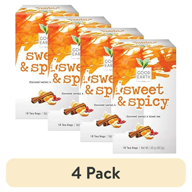 (4 pack) Good Earth, Sweet & Spicy, Herbal Black Tea, Tea Bags, 18 ct ...