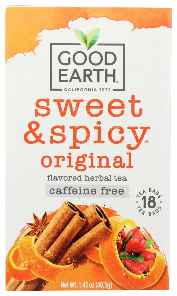 Good Earth, Original Sweet and Spicy Caffeine-free Herb Tea, 18 Teabags ...