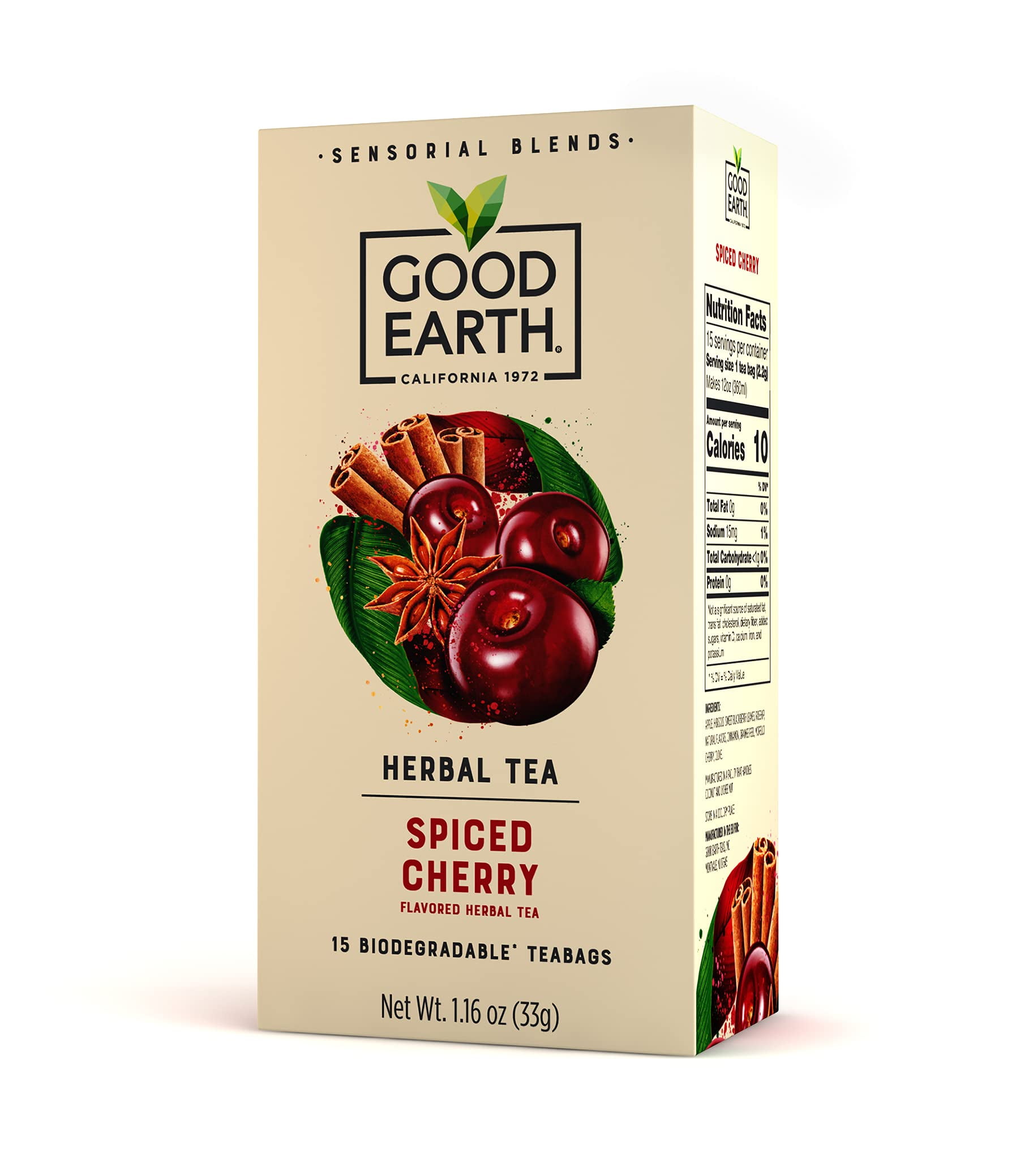 Good Earth Spiced Cherry Flavored Herbal Tea, Sensorial Blend, Natural ...