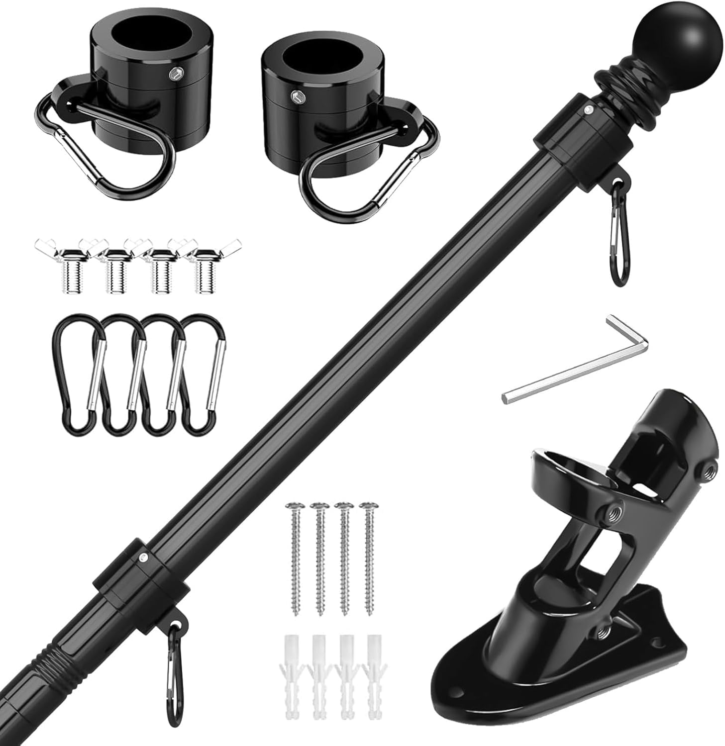 Good Flag Pole Kit - Includes Upgraded Rotating Flag Rings & 2-Position ...