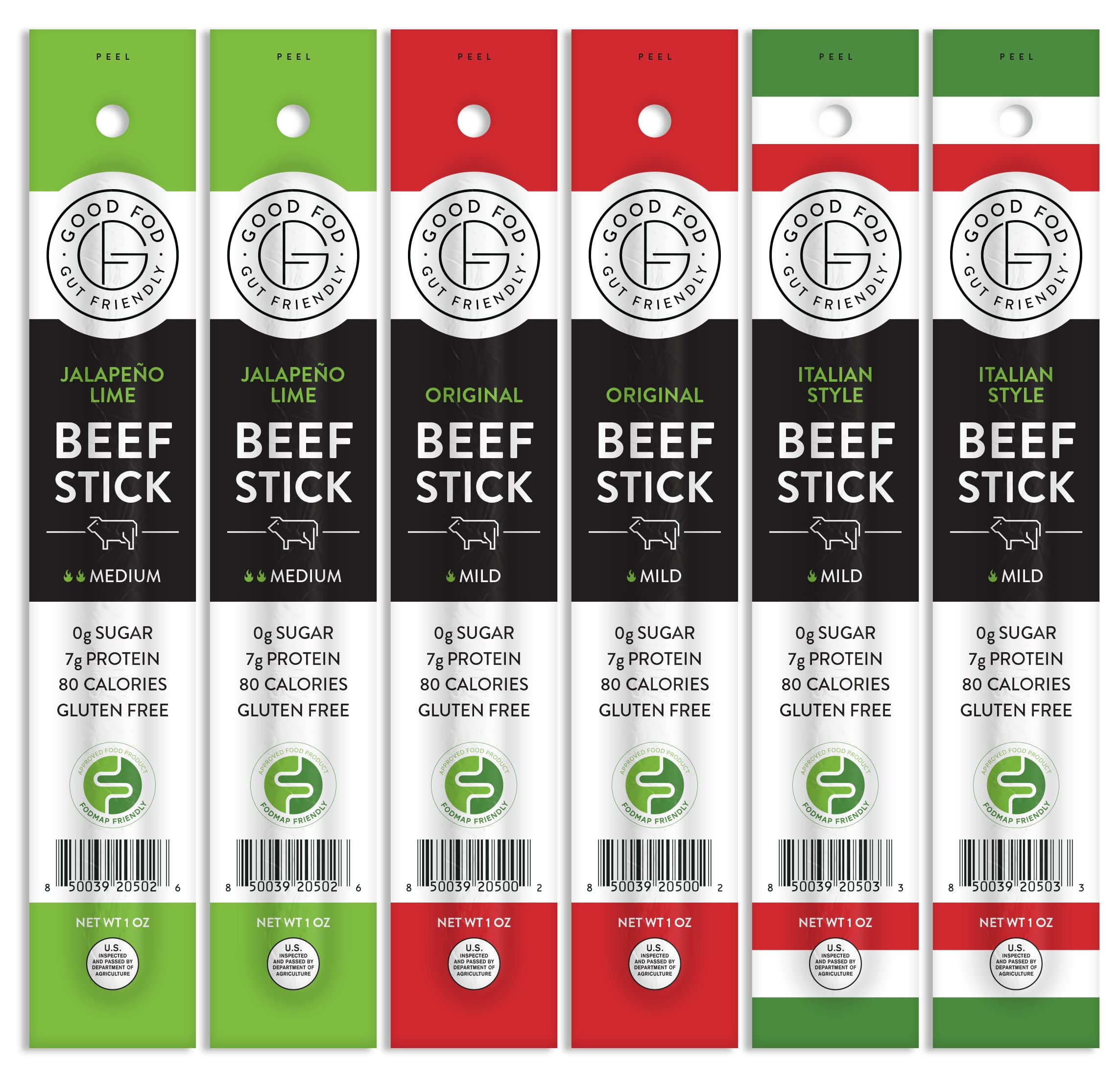 Good Fod Foods Meat Stick HYZ01 Variety Pack - Low FODMAP Snacks for a ...