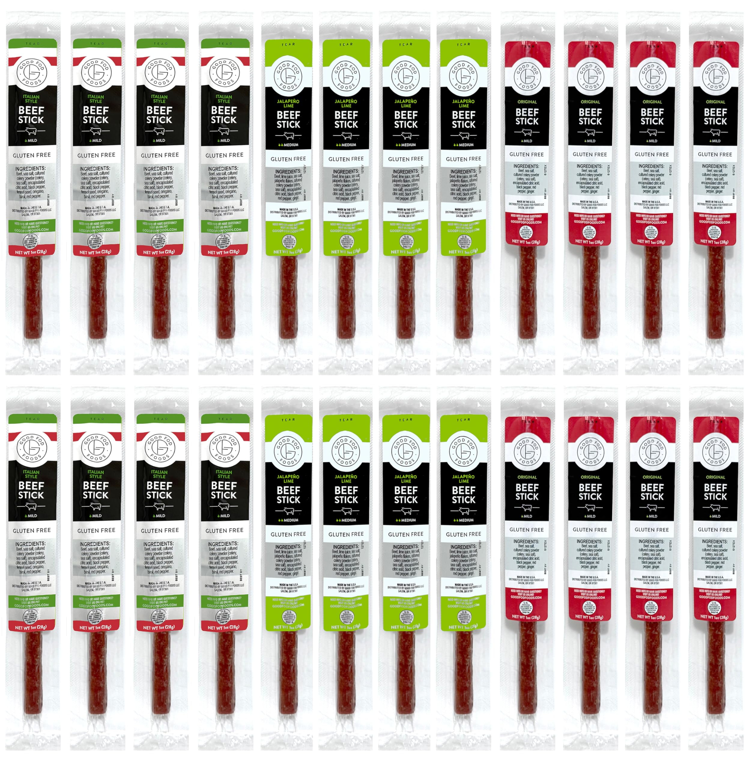 Good Fod Foods Meat YYF14 Stick Variety Pack - Low FODMAP Snacks for a ...