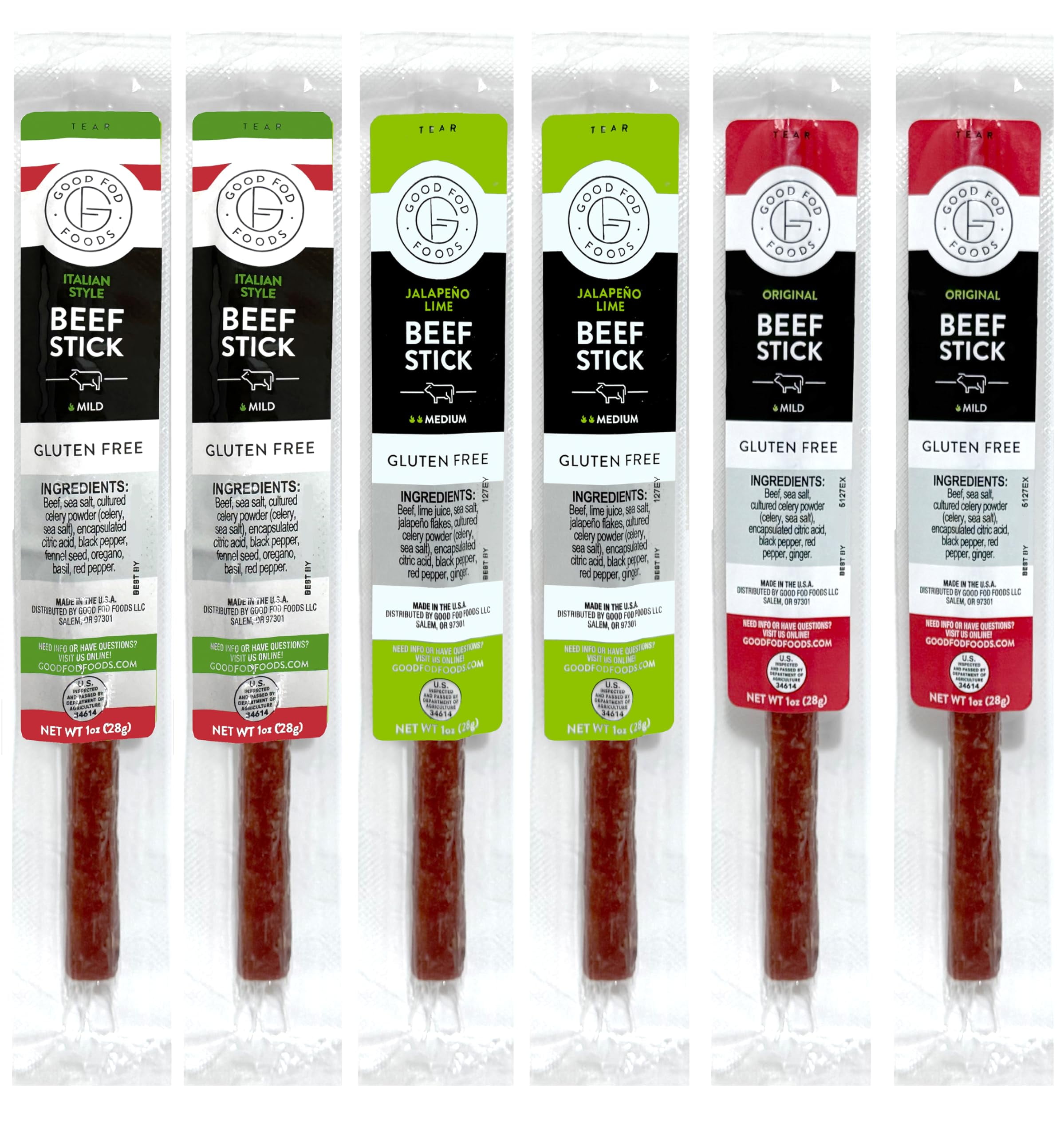 Good Fod Foods Meat YYF14 Stick Variety Pack - Low FODMAP Snacks for a ...
