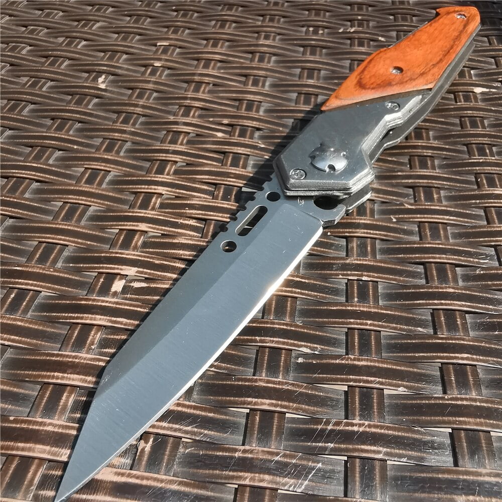 Good Folding Blade Knives Wood Steel Handle 8cr15mov Blade for Outdoor ...
