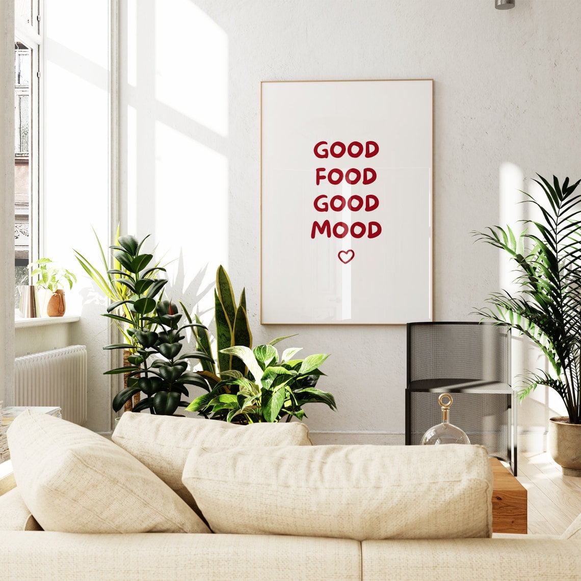Good Food Good Mood Print // Aesthetic Kitchen Decor, Trendy Kitchen ...