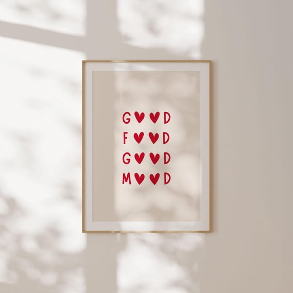 Good Food Good Mood Retro Kitchen Wall Art, Unframed Paper Print Size ...